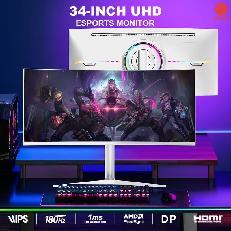 144Hz 165Hz 180Hz 34 Inch Curved Gaming Monitor 1440p RGB LED Computer ...