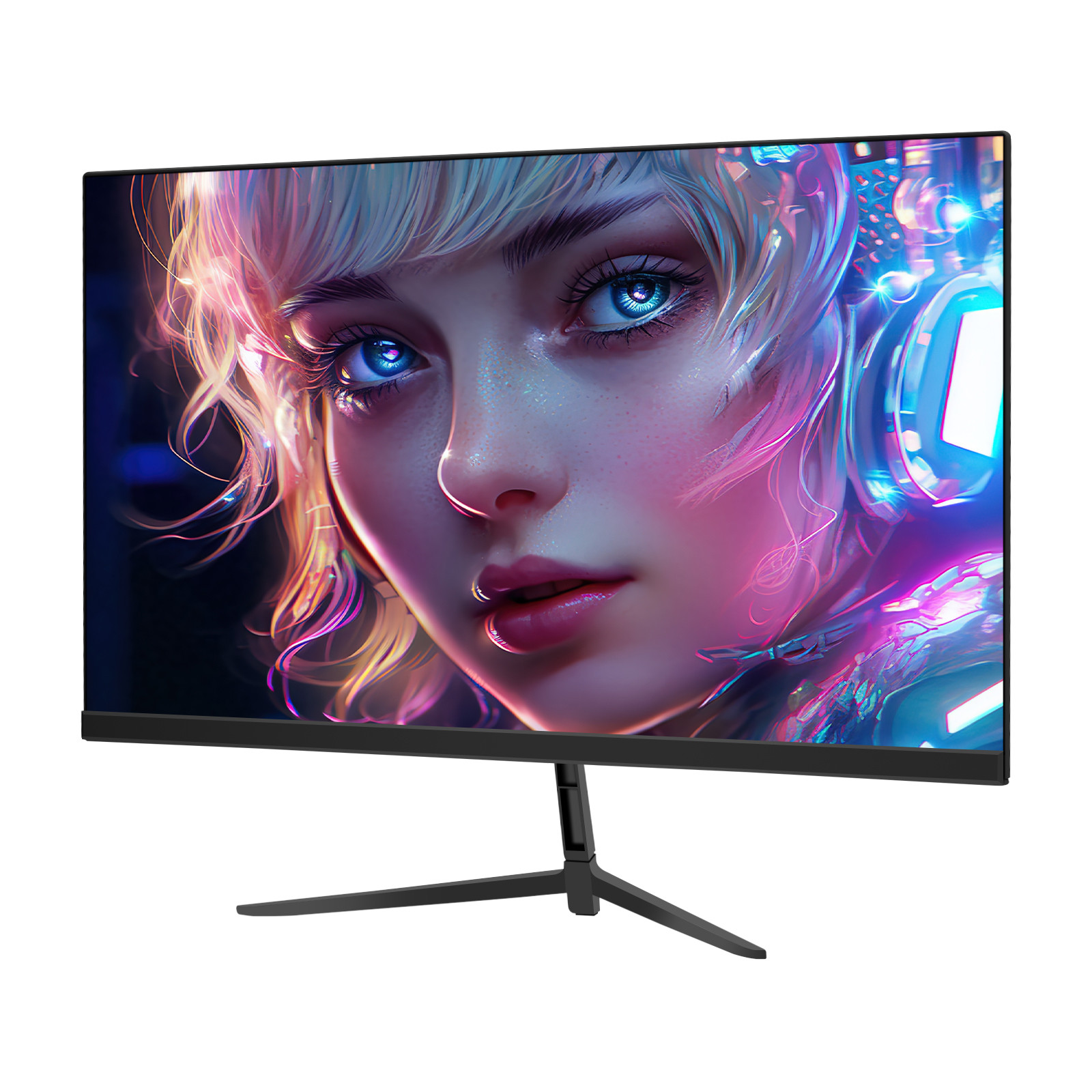 22 Inch LED Office Computer Monitor Bezel Less Lighting Bar 1K FHD ...